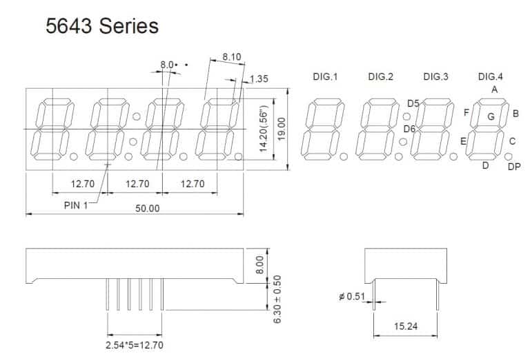7-Segment Display Tube 0.56" 4-Digit (Clock) Common Cathode ...